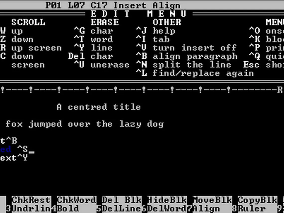 Legendaarisen WordStar 7 -tekstinkäsittelyohjelman DOS-versio jaossa ...